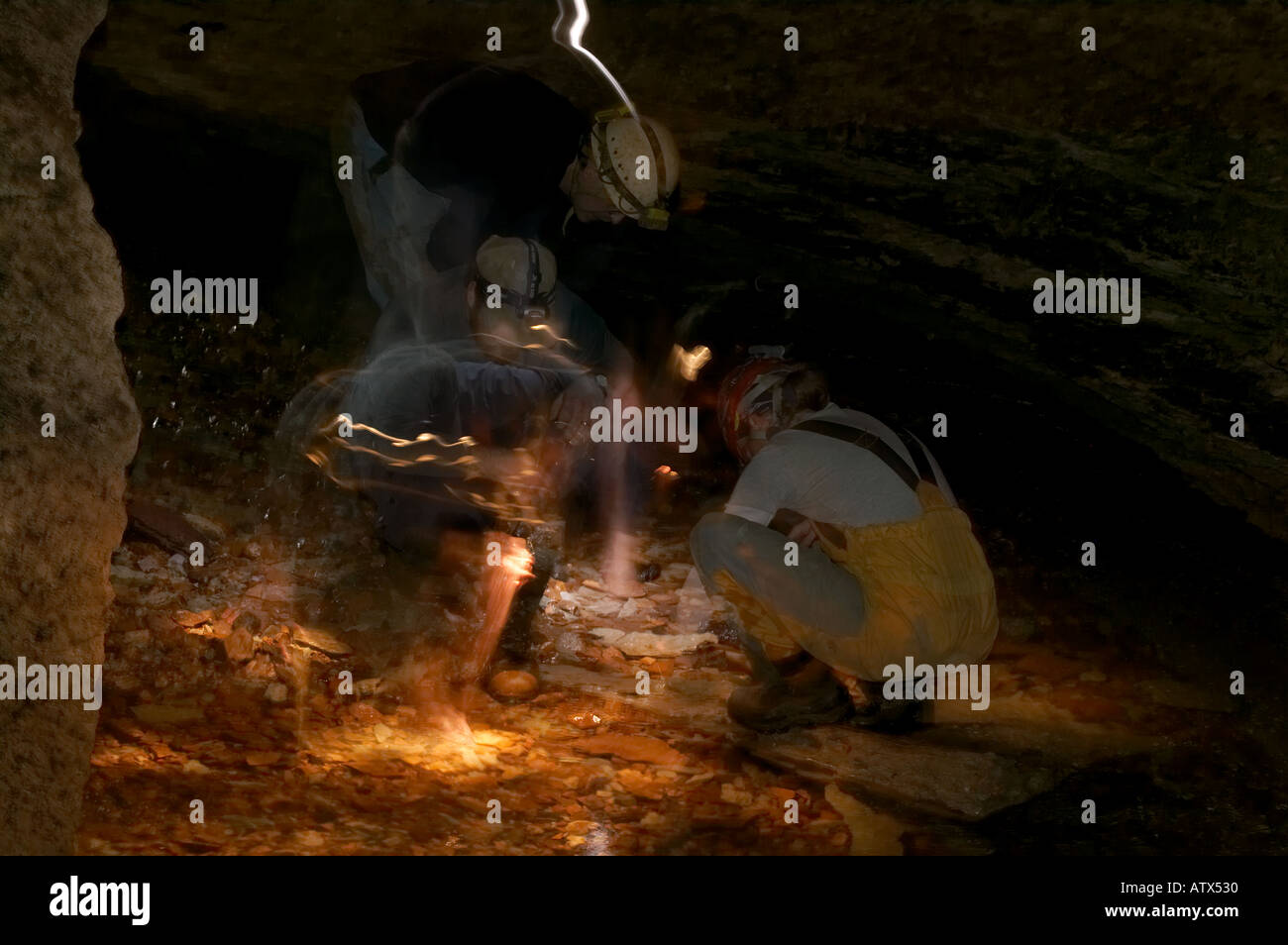 Cavers inside of Alexander Cave Tennessee Stock Photo - Alamy