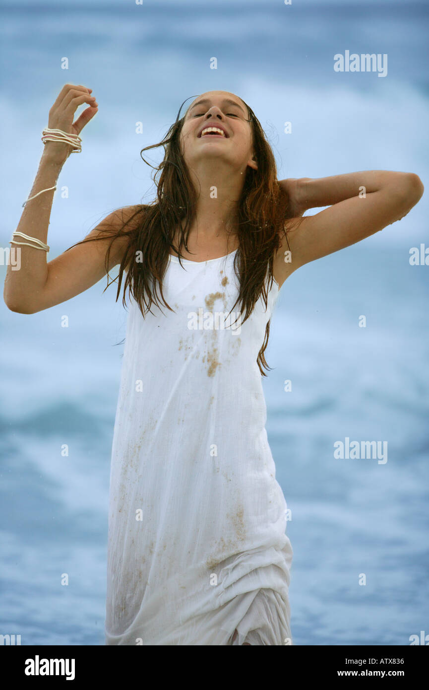 Teenager woman beach ocean young hi-res stock photography and images ...