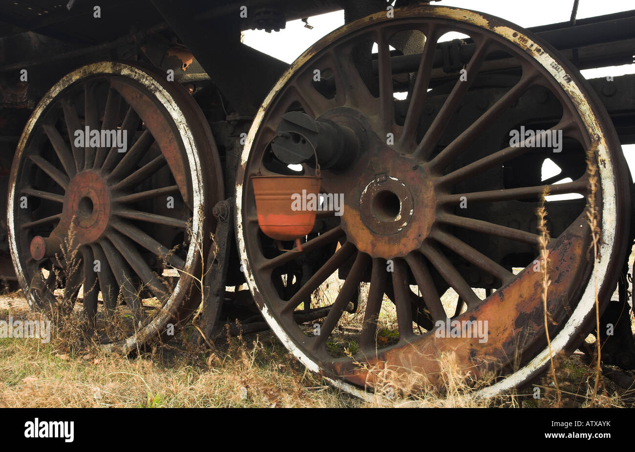Abandoned old steam engine wheels Stock Photo - Alamy