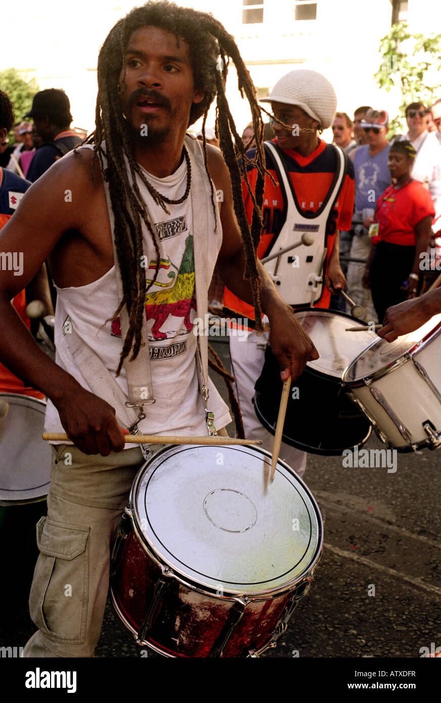 A West Indian musician taking part in the Notting Hill festival in ...