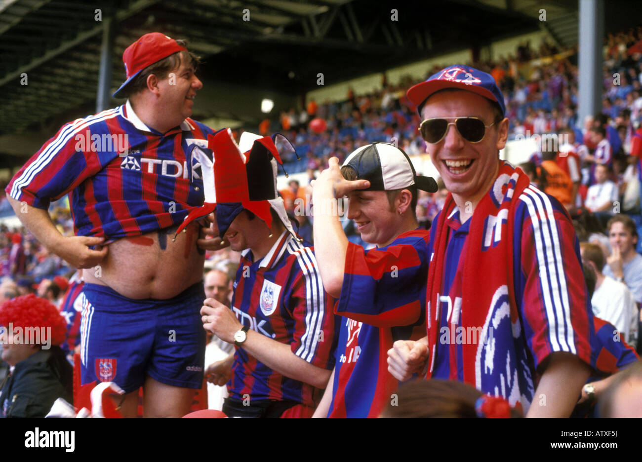 Crystal Palace football fans at match at Wembley Stadium Stock Photo ...