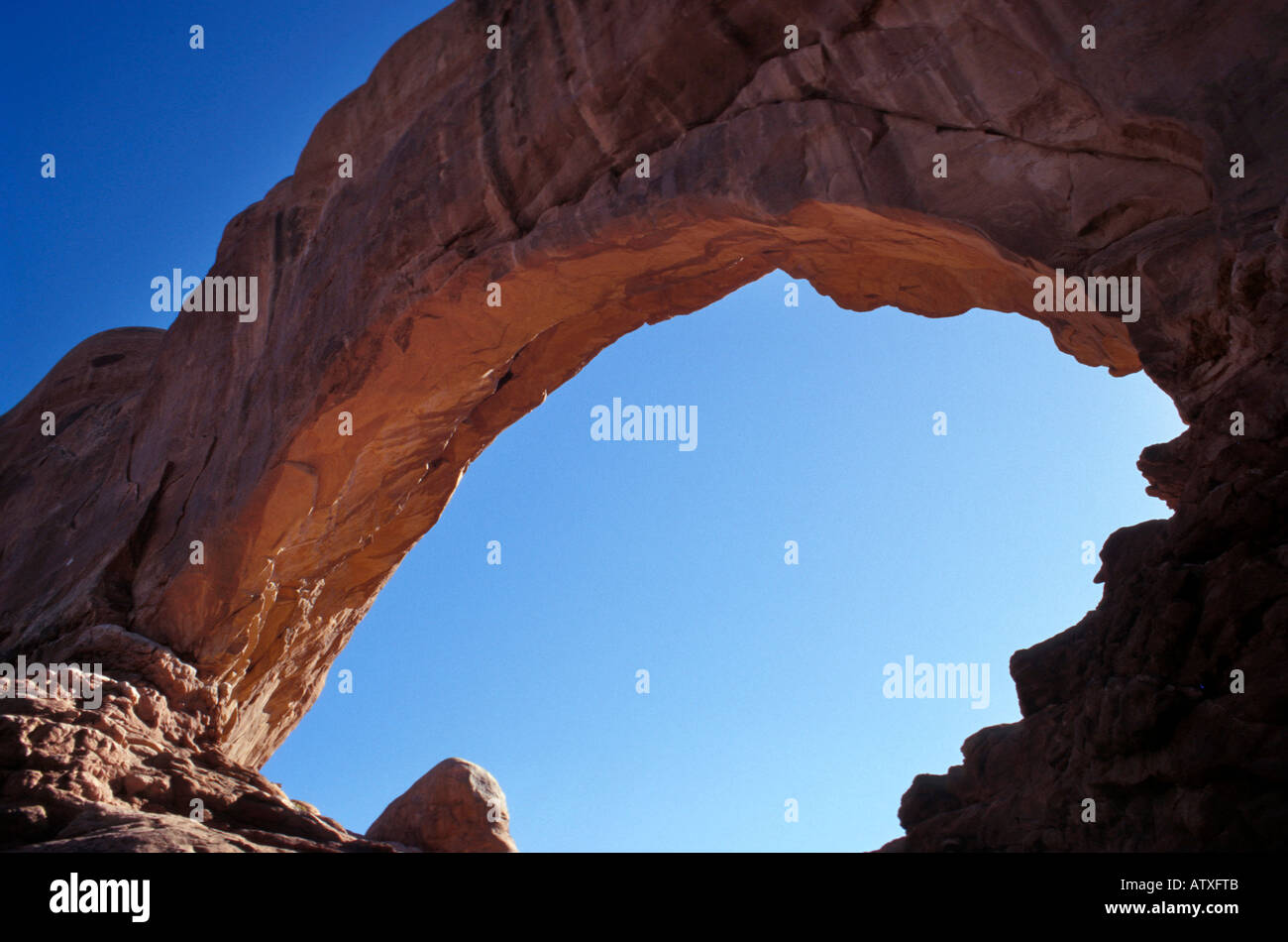 Natural stone arches Arches national park Utah United States of America ...