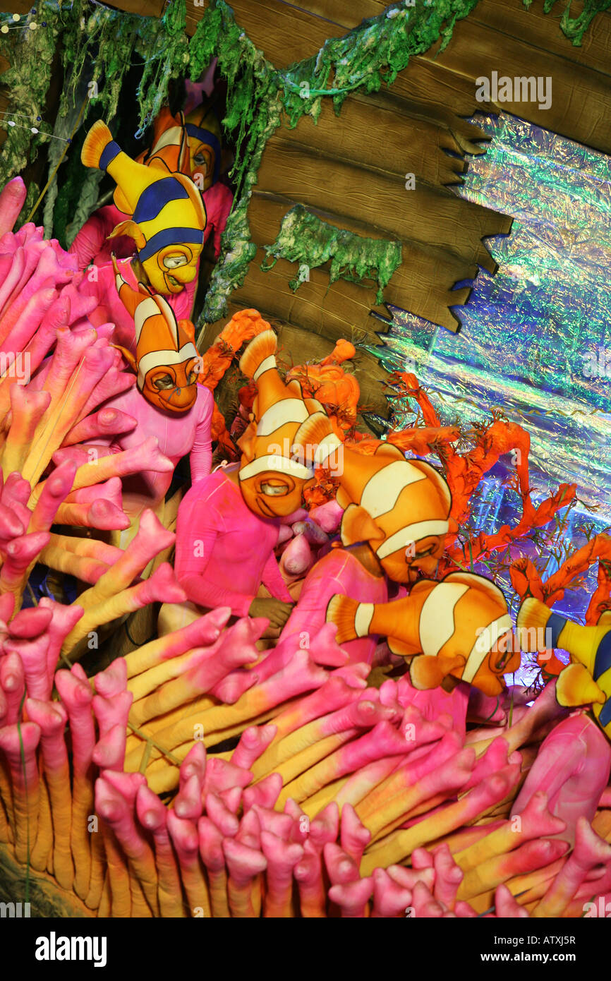Detail of amazing coral reef fish costume of exhibitors and dancers ...