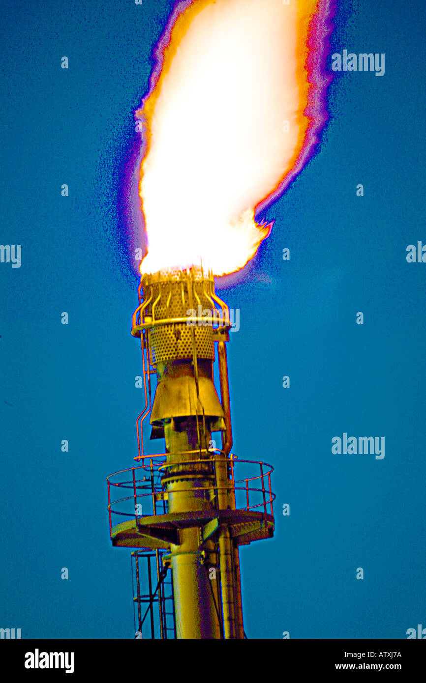 Oil Refinery Flare Stock Photo - Alamy