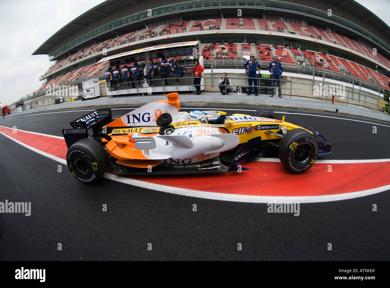 Fernando ALONSO (ESP) in the Renault R28 Formula 1 racecar in Feb 2008 ...