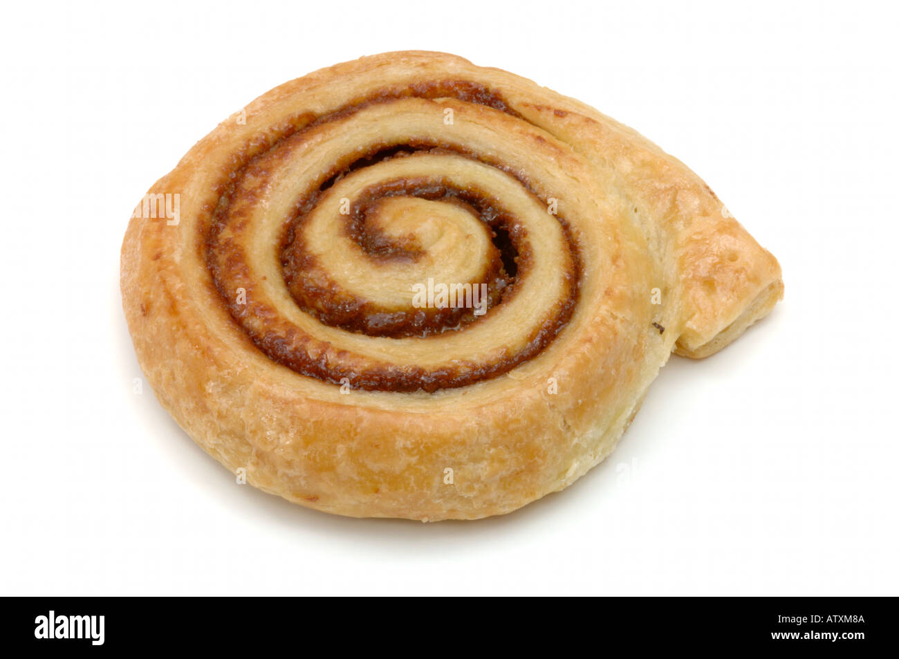 Danish cinnamon whirl on white background Stock Photo - Alamy