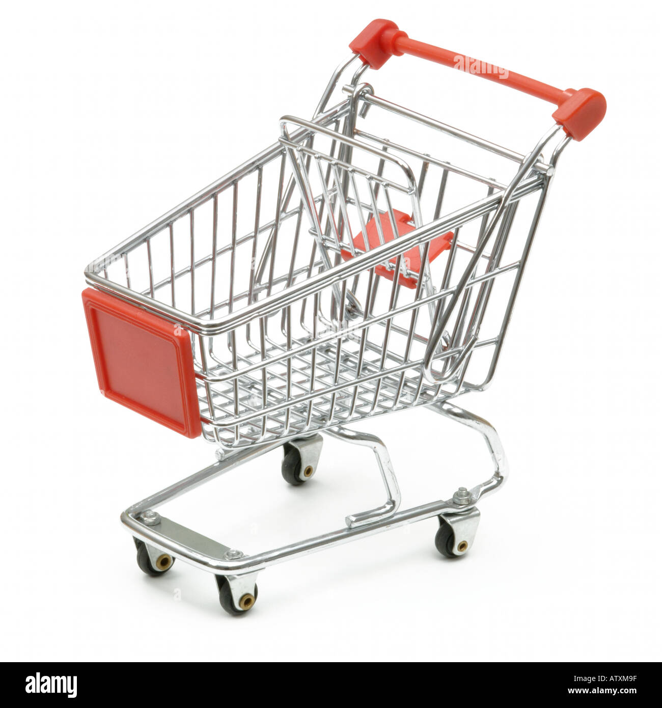 Empty Metal shopping push cart on white background Stock Photo - Alamy
