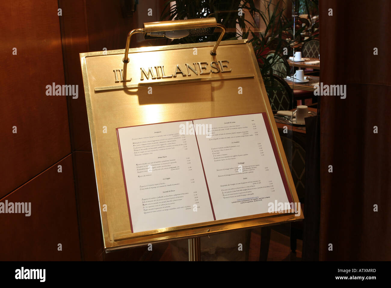 Menï¿½ Il Milanese restaurant Sheraton Diana Majestic hotel Milan ...