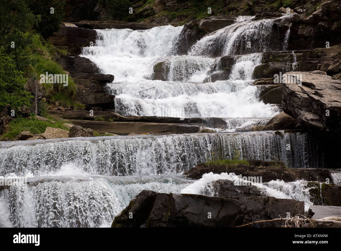 Stepped Waterfall in Ordesa National Park Spanish Pyrenees; Glaciated ...