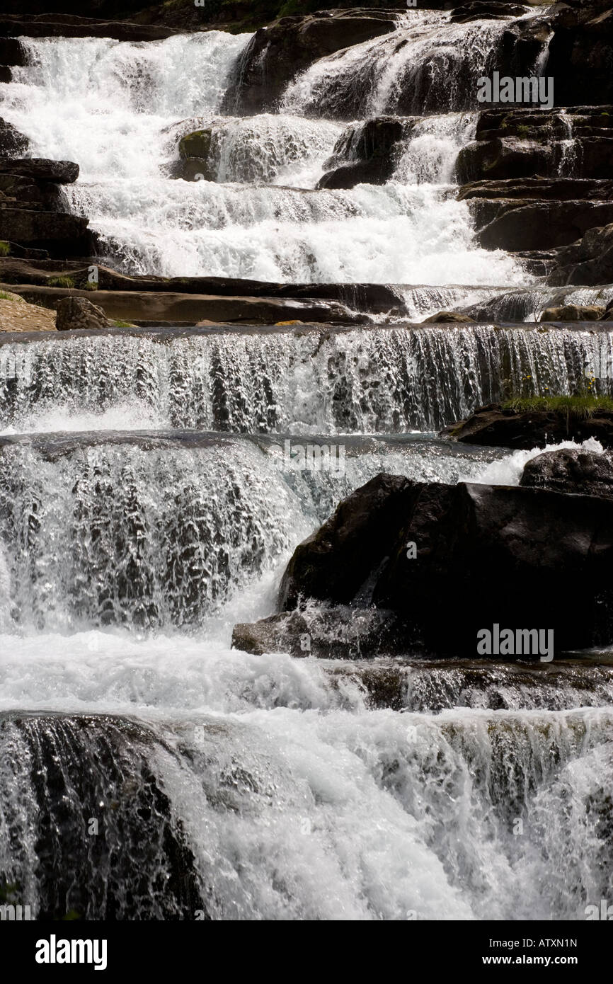 Stepped Waterfall in Ordesa National Park, Spanish Pyrenees Stock Photo ...