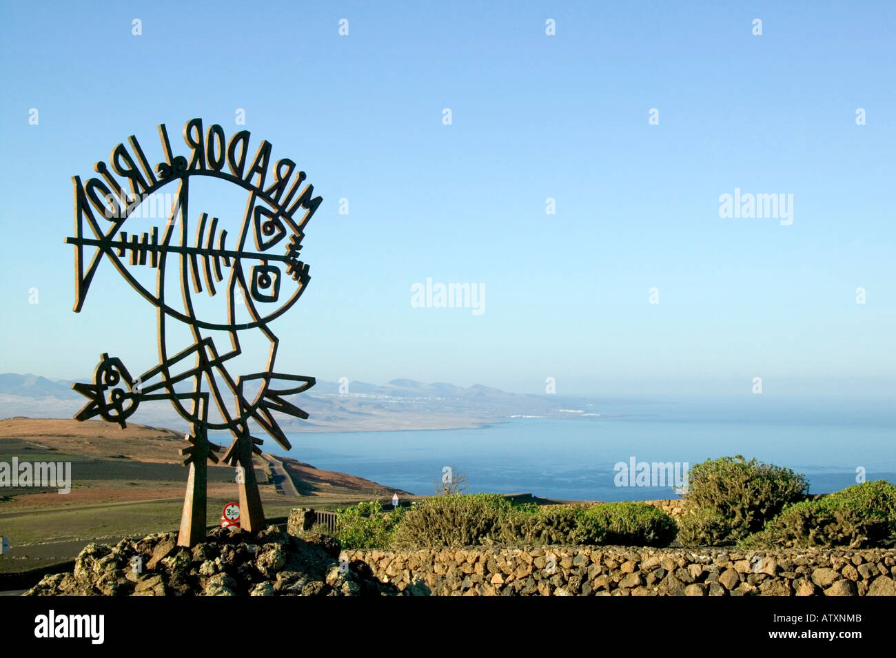 Cesar Manrique sculpture at the entrance Mirador del Rio Stock Photo ...