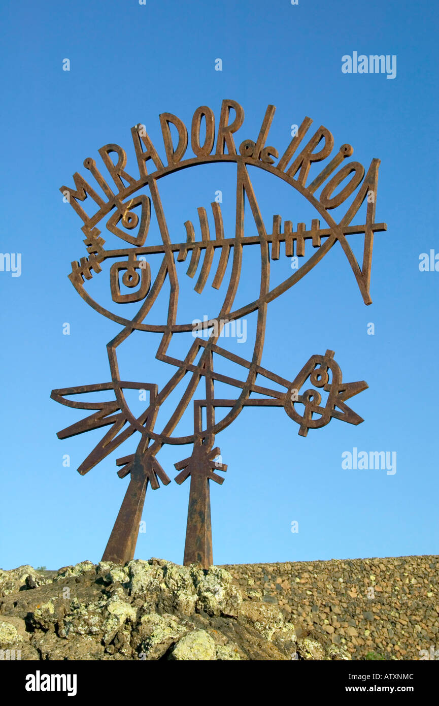 Cesar Manrique sculpture at the entrance Mirador del Rio Stock Photo ...