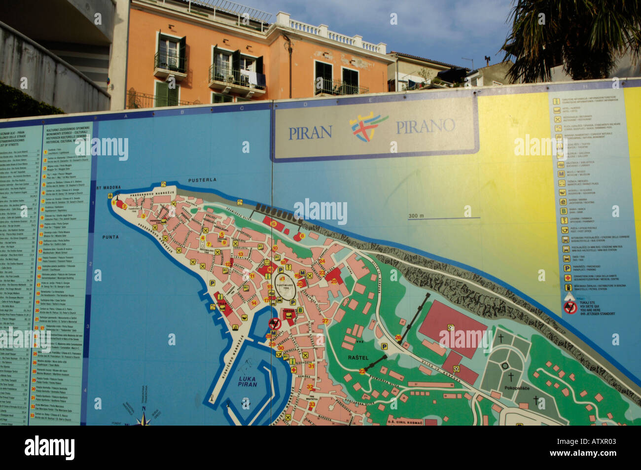 Piran, city map Stock Photo - Alamy
