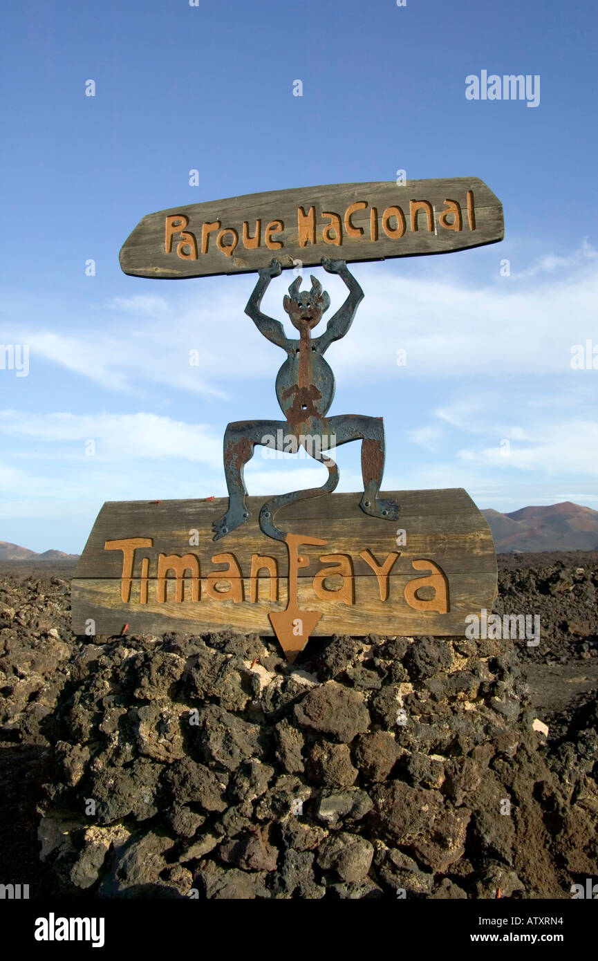 El Diablo sign at entrance Parc Nacional de Timanfaya Stock Photo - Alamy