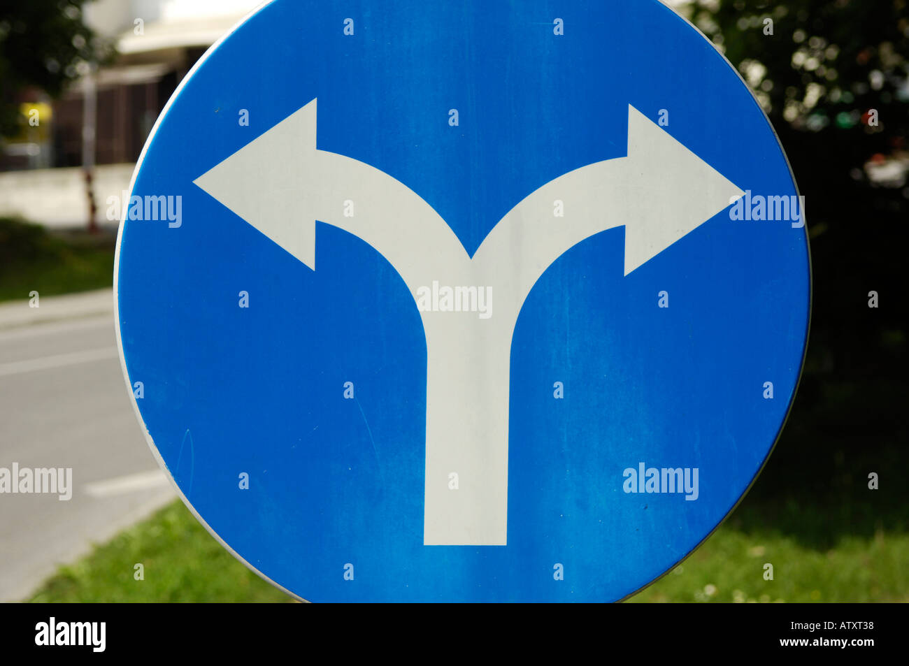 traffic sign, to the left or right Stock Photo - Alamy
