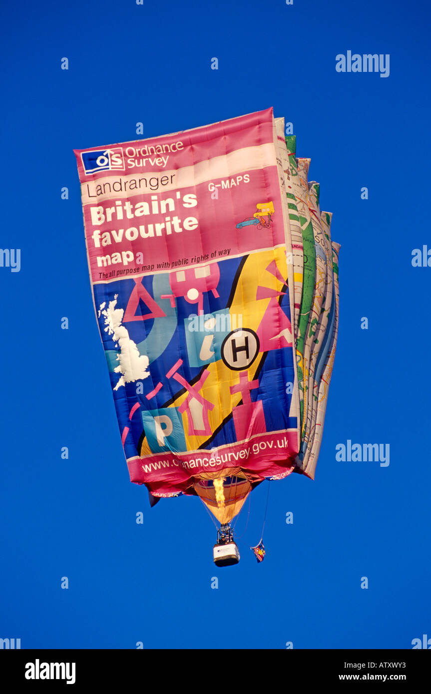Ordnance Survey map hot air balloon Stock Photo - Alamy