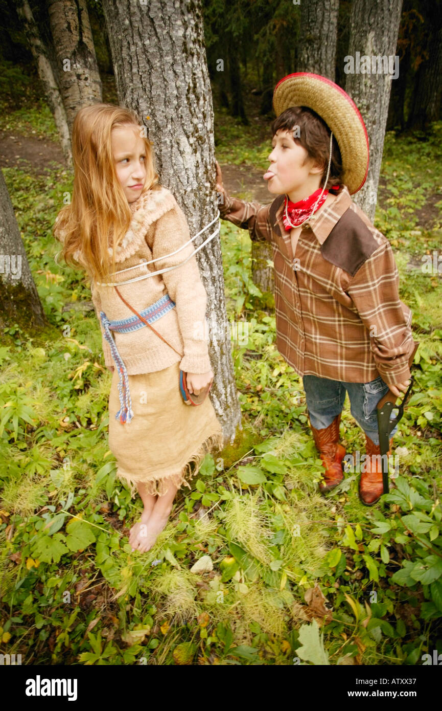 Children play cowboy and indian hi-res stock photography and images - Alamy