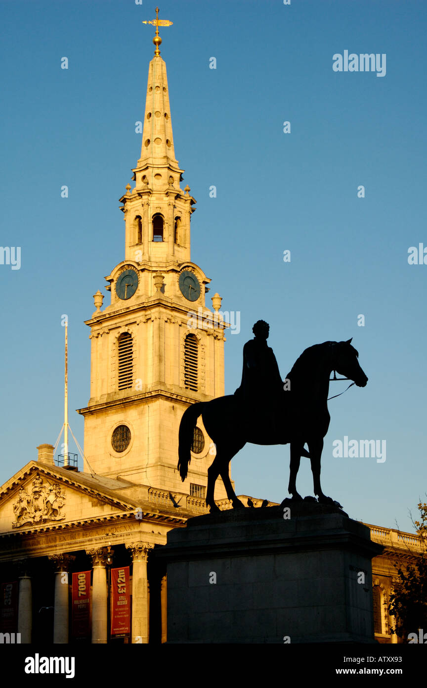 St Martin in the Fields and the Statue of King George IV Stock Photo ...