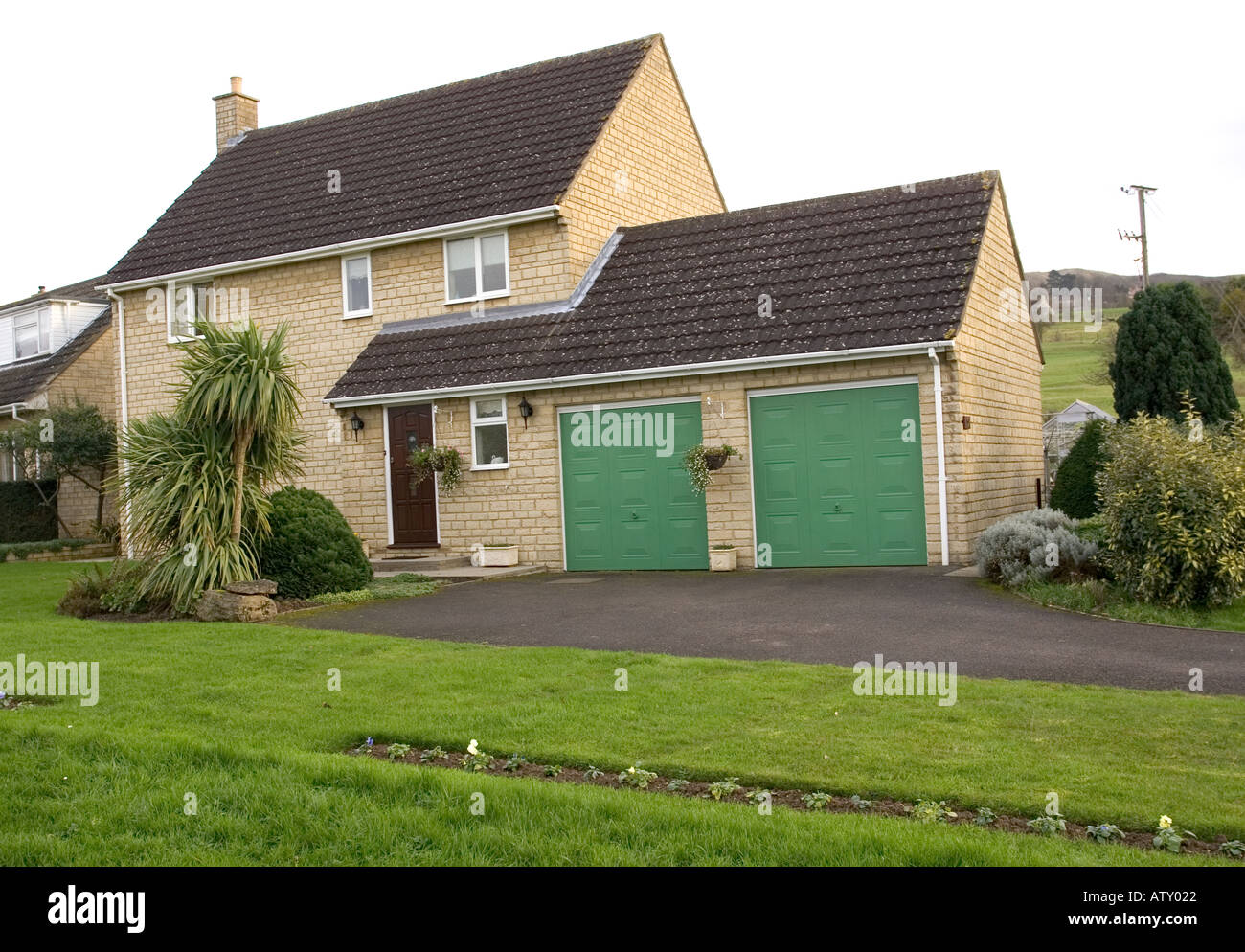 Large detached house with double garage in bradstone Cotswolds UK Stock ...