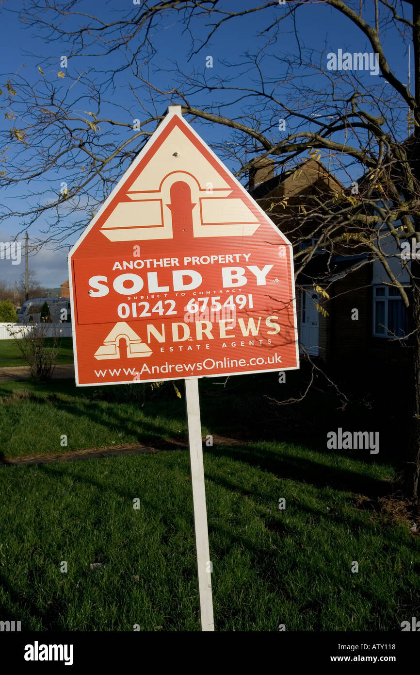 House sold sign Andrews Estate Agents Cotswolds UK Stock Photo - Alamy