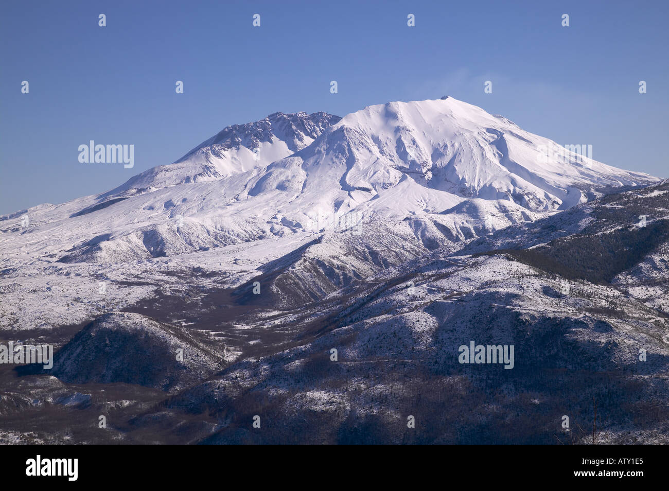 Mount St Helens winter Elk Rock viewpoint Cowlitz County Washington USA ...
