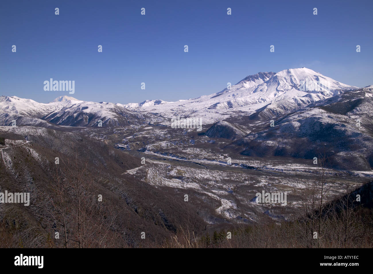 Mount St Helens winter Elk Rock viewpoint Cowlitz County Washington USA ...