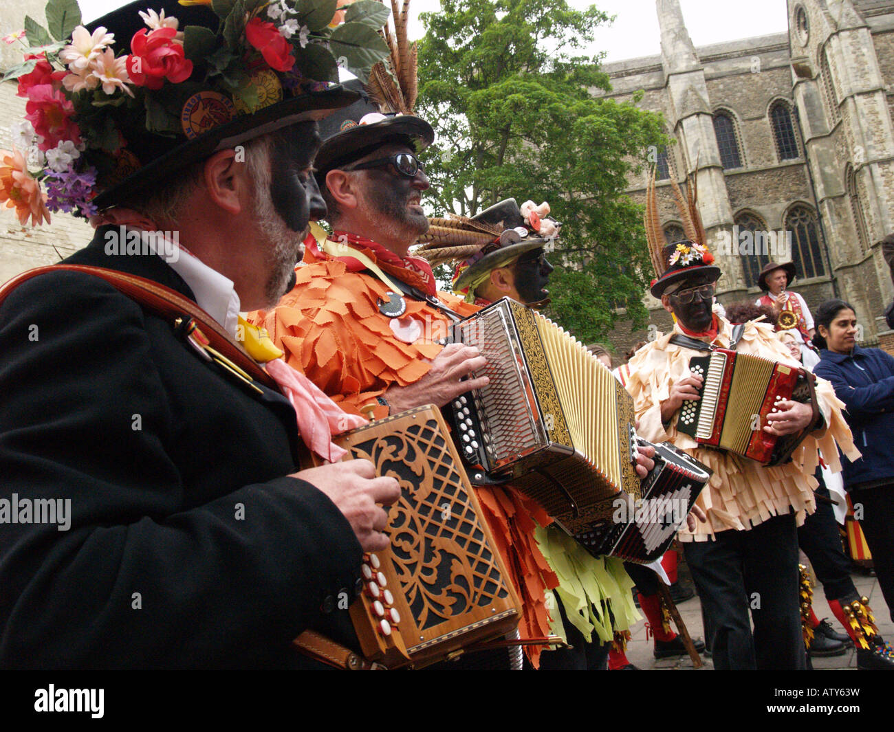 may day annual sweeps festival pagan musicians Stock Photo - Alamy