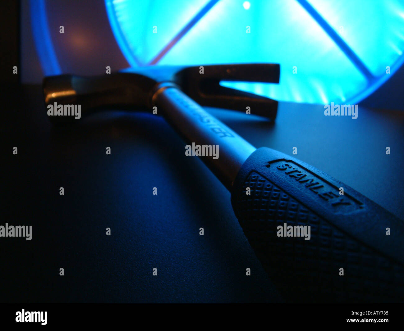 Hammer on Work Surface Stock Photo - Alamy