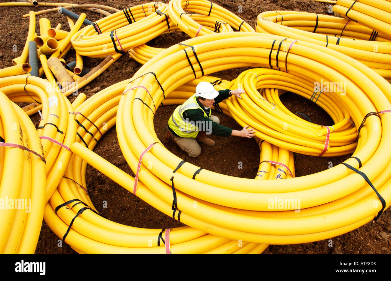 Gas piping ready to be installed in new homes Stock Photo - Alamy