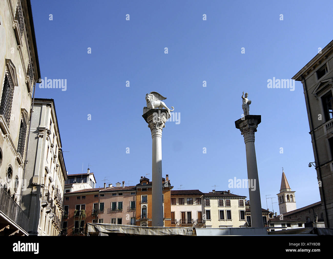 Twin columns modelled on those in Venice in the Piazza di Signori ...