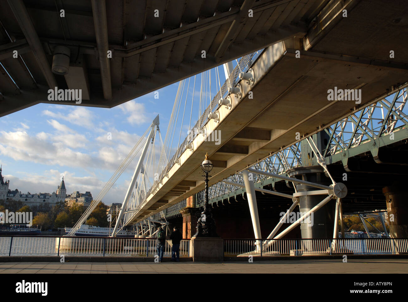 South Bank of River Thames under Waterloo Bridge Stock Photo - Alamy