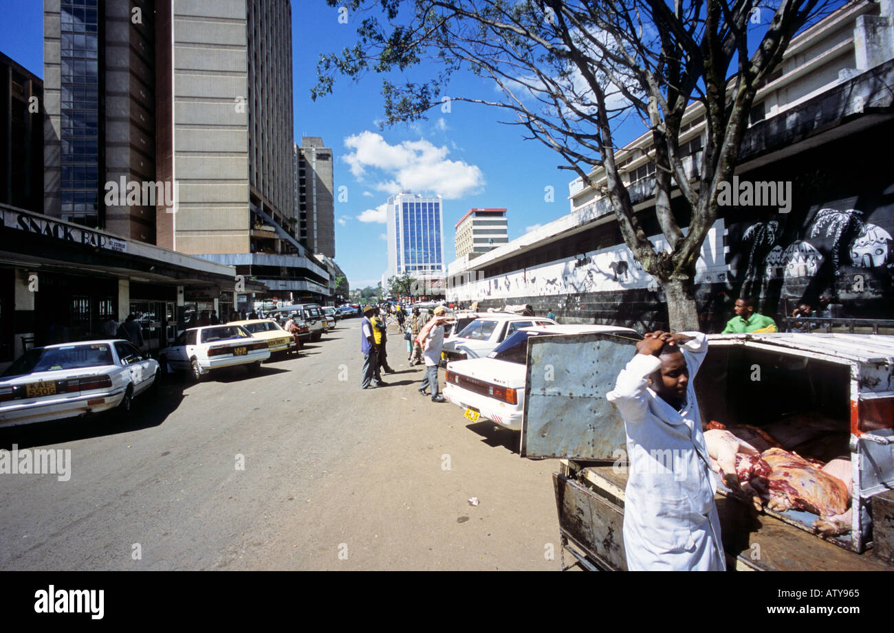 AFRICA KENYA NAIROBI Street scene in capital city of Nairobi with ...