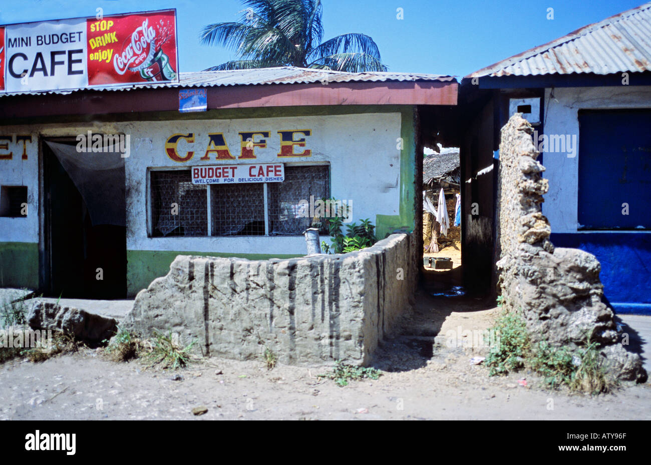 AFRICA KENYA NAIROBI Shops on highway from Nairobi with hand painted ...