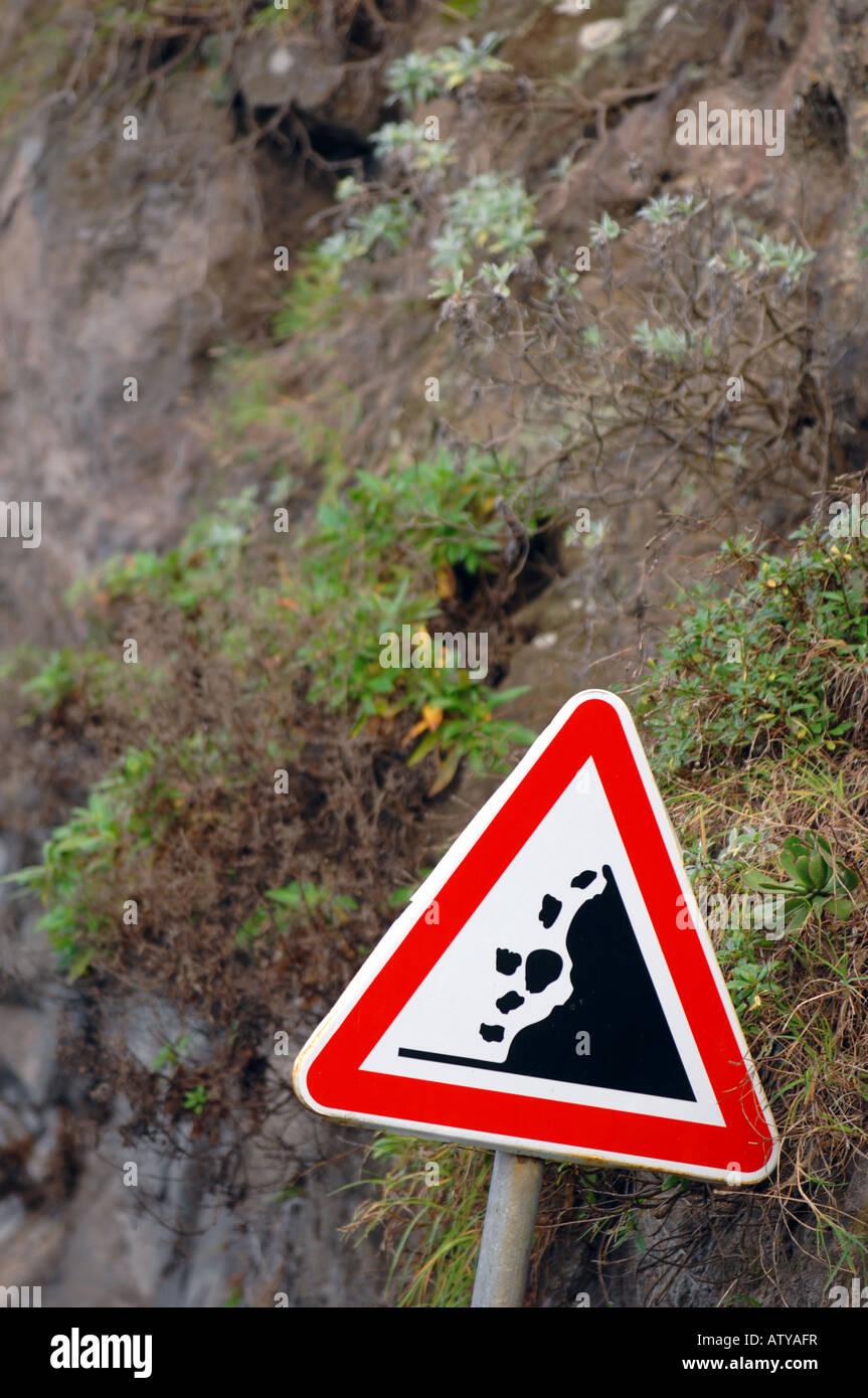 Falling Rock Warning Road Sign Stock Photos & Falling Rock Warning Road ...