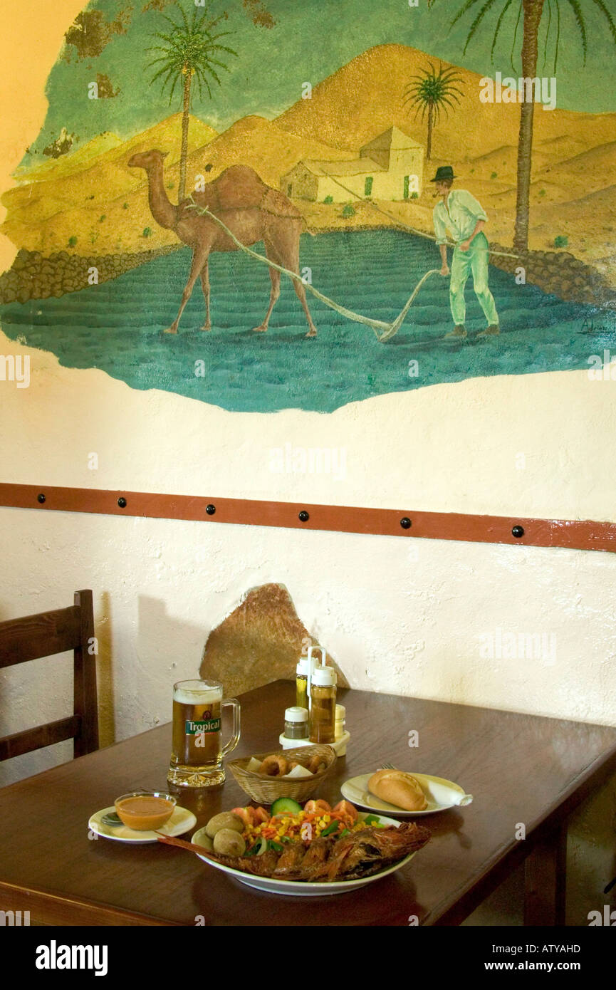 Traditional meal Fula fish Papas Arugadas wrinkled potatoes Mojo Pico ...