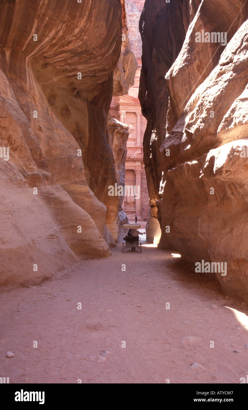 As Siq gorge Entrance of Petra Petra Jordan Middle East Stock Photo - Alamy