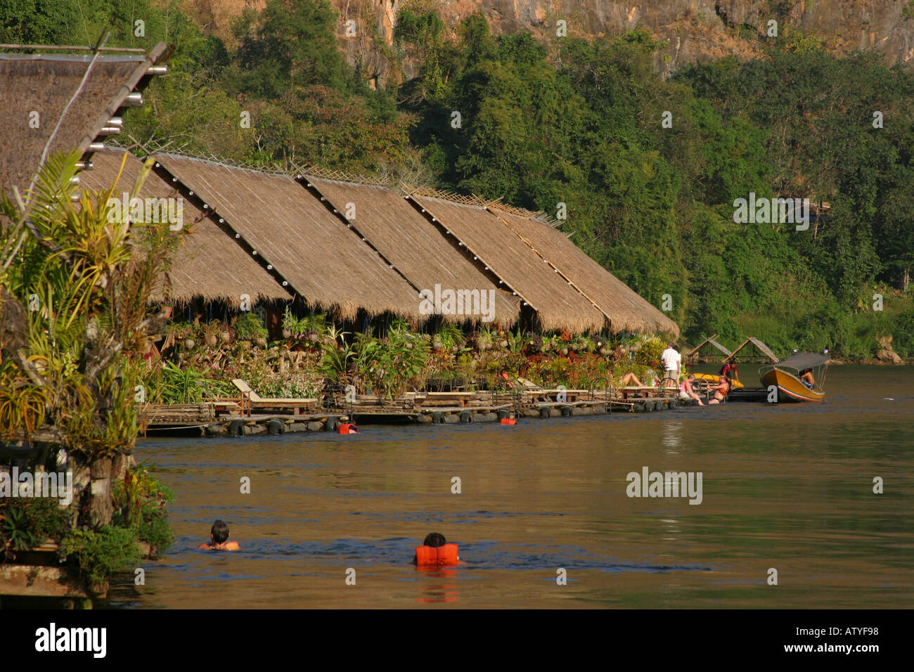 River Kwai Jungle rafts at late afternoon Stock Photo - Alamy