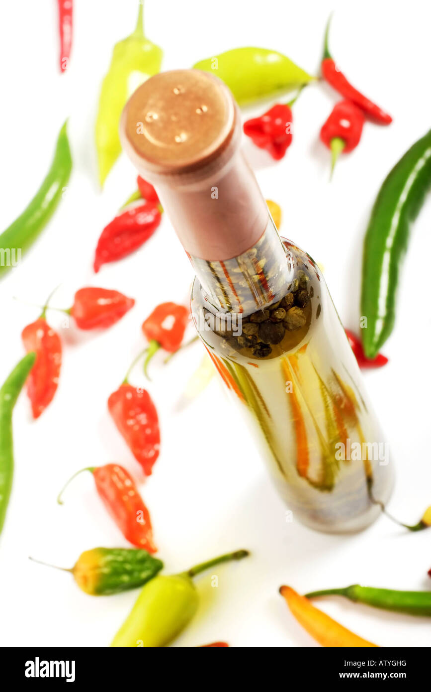 oil and assorted mixed peppers Stock Photo - Alamy