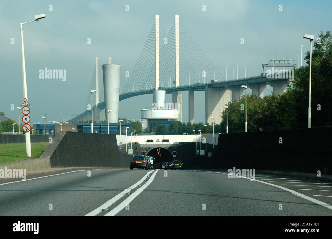 Entering the Dartford Tunnel, under the Thames, with QE2 suspension ...