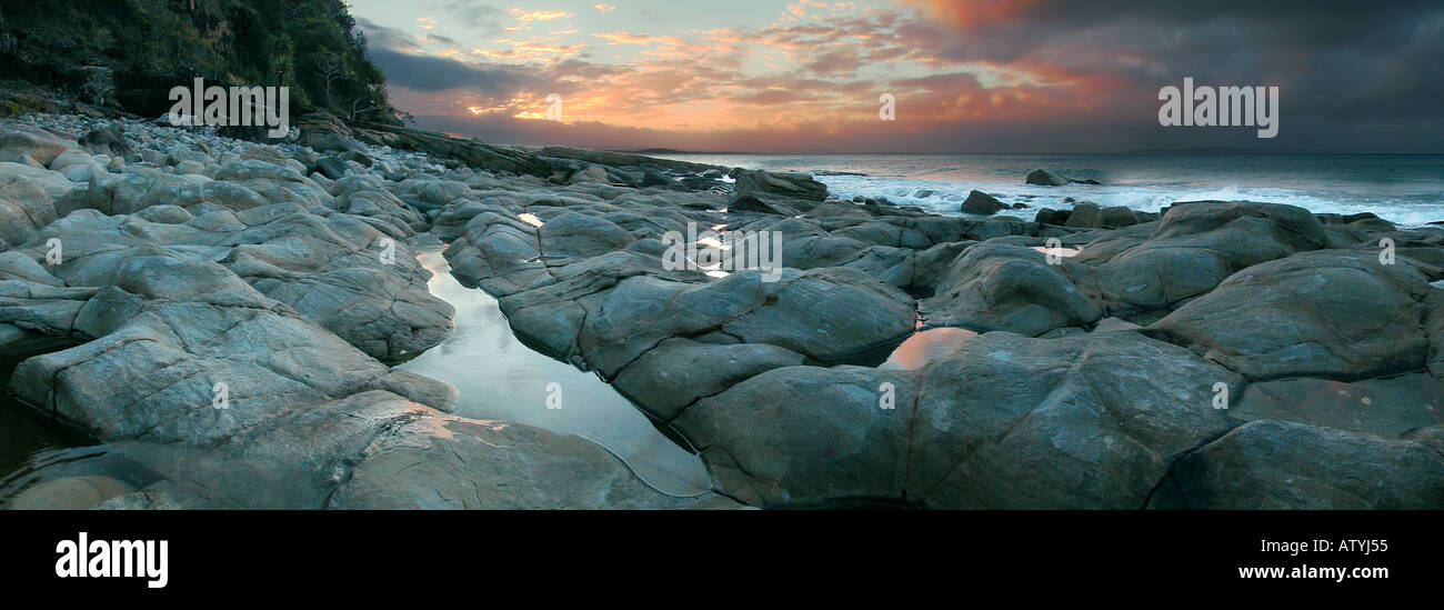 Rock Pool Sunset Panorama Noosa National Park Queensland Australia ...