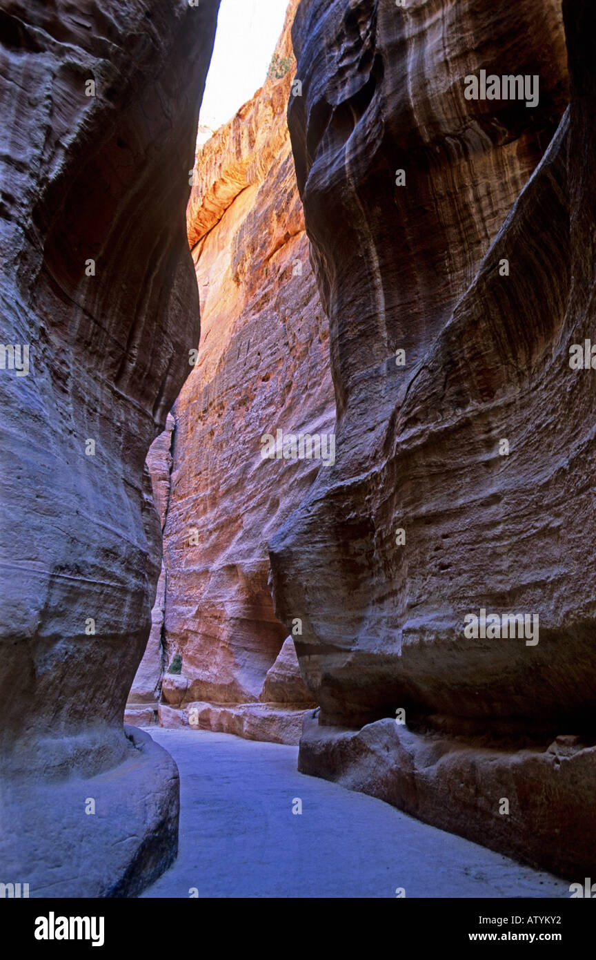 As Siq gorge Entrance of Petra Petra Jordan Middle East Stock Photo - Alamy