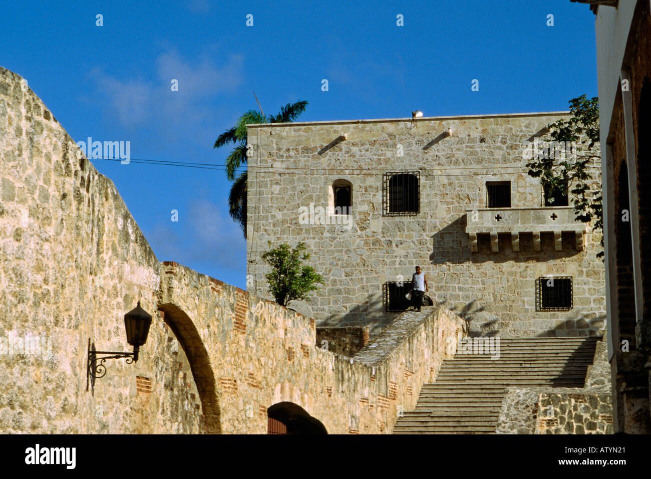 Steps to the Alcázar de Colón Castle of Columbus in the Zona Colonial ...