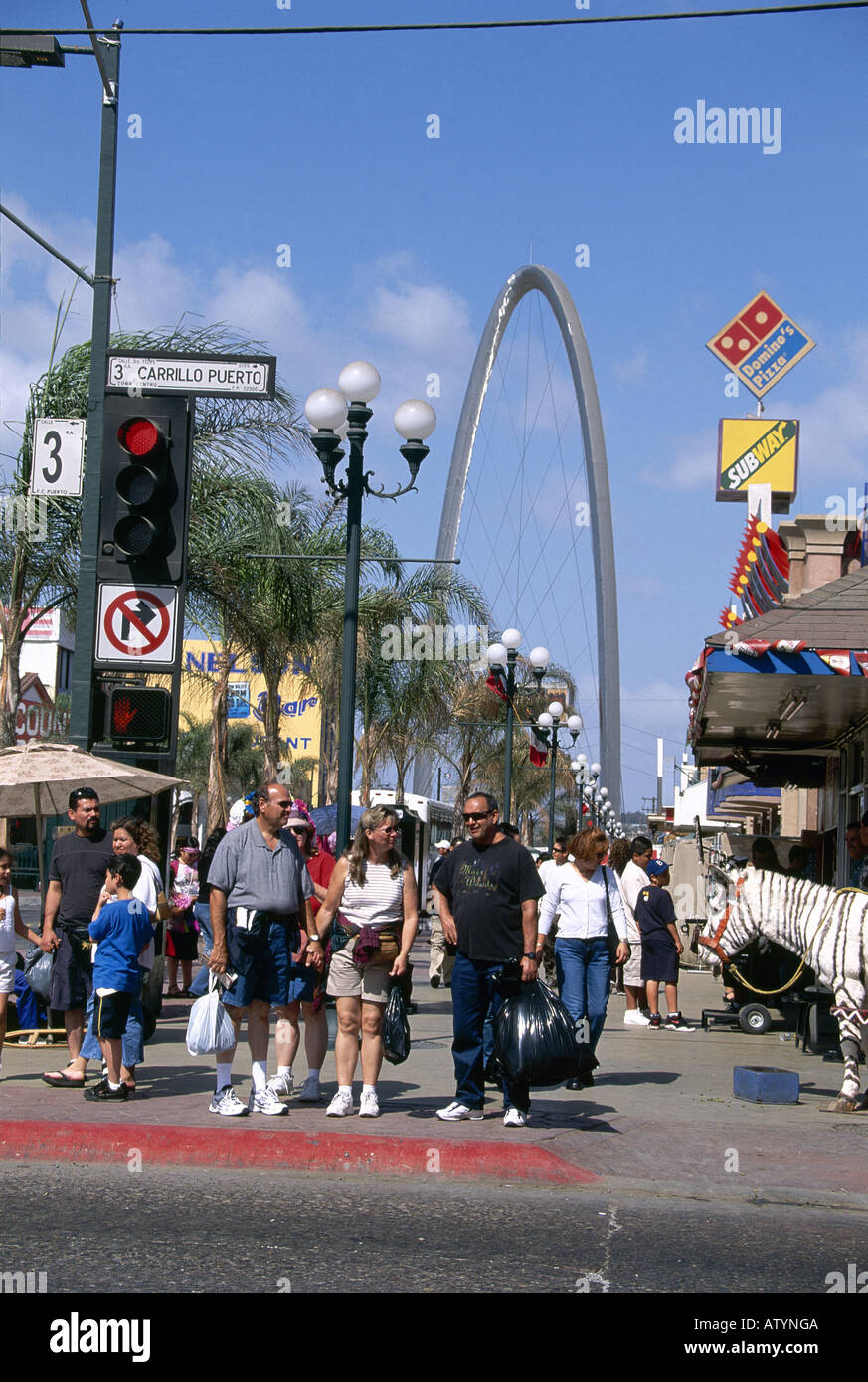 Giant arch of Mexitlan theme park on Revolution Avenue at Tijuana Stock ...
