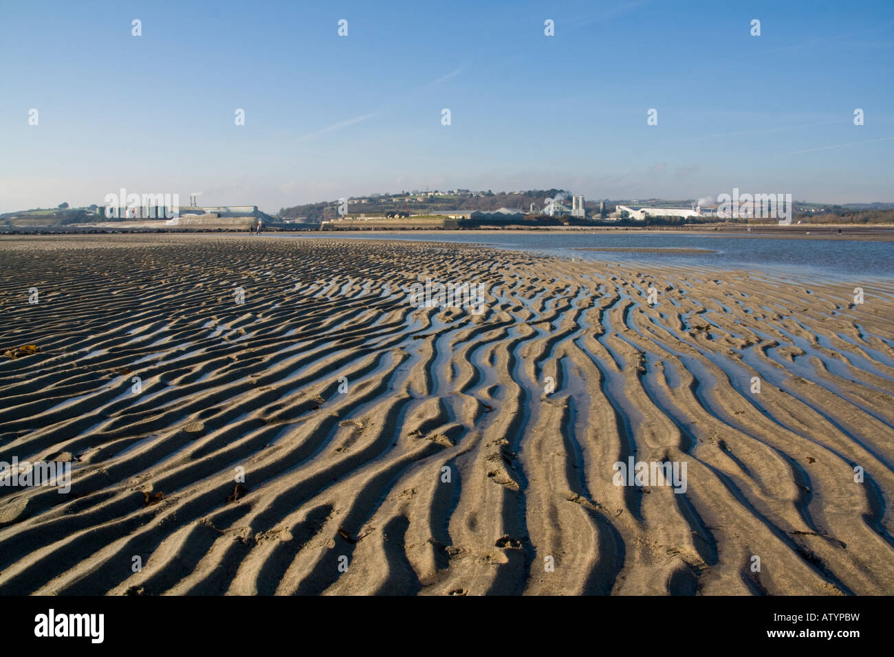 Patterns in the Sand on Par Beach Cornwall UK Stock Photo - Alamy