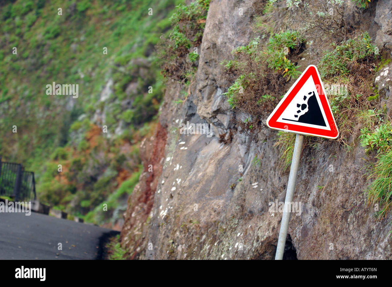 Falling Rock Warning Road Sign Stock Photos & Falling Rock Warning Road ...