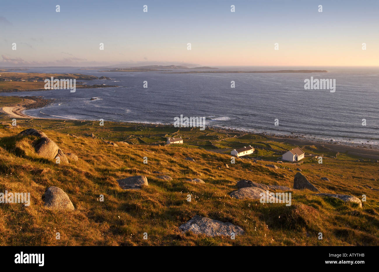 irish landscape of county donegal over looking the atlantic ocean with ...