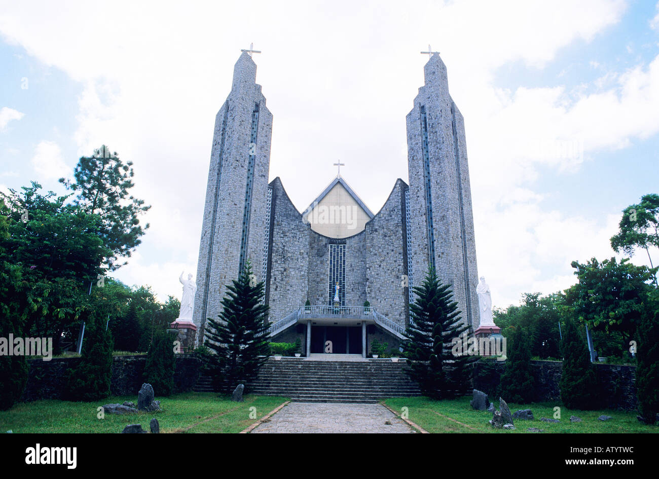 Exterior view of the relativly modern looking Phu Cam Cathedral with it ...