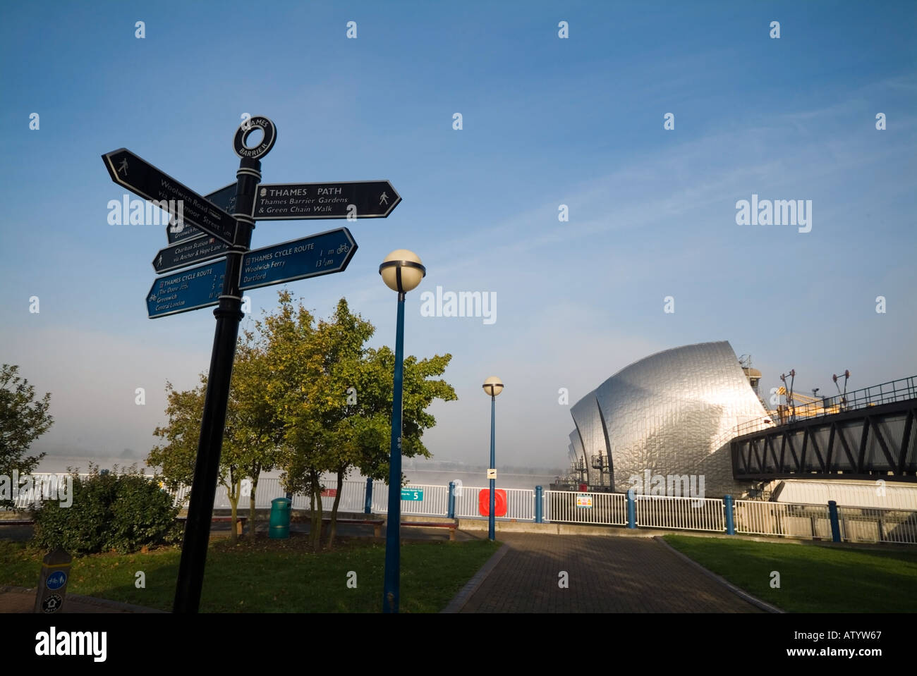 Thames flood barrier cycle hi-res stock photography and images - Alamy