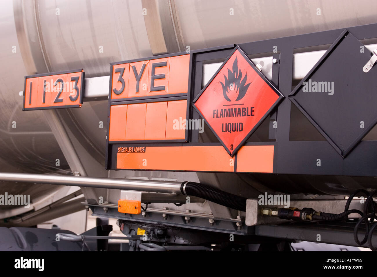 Safety Signs on Chemical Road Tanker Stock Photo - Alamy