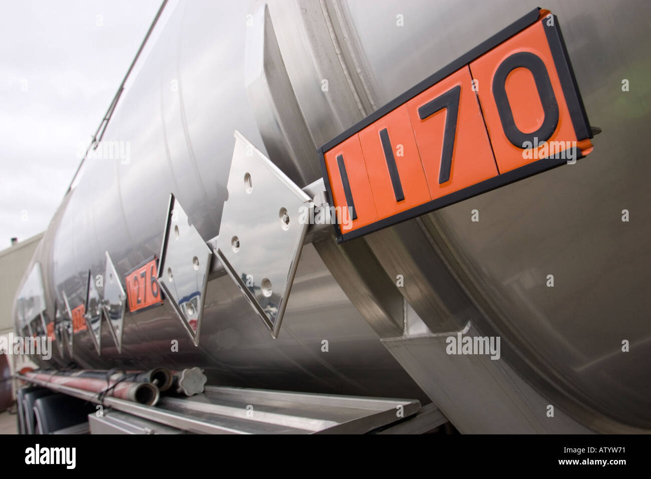 Safety signs on Chemical Road Tanker Stock Photo - Alamy